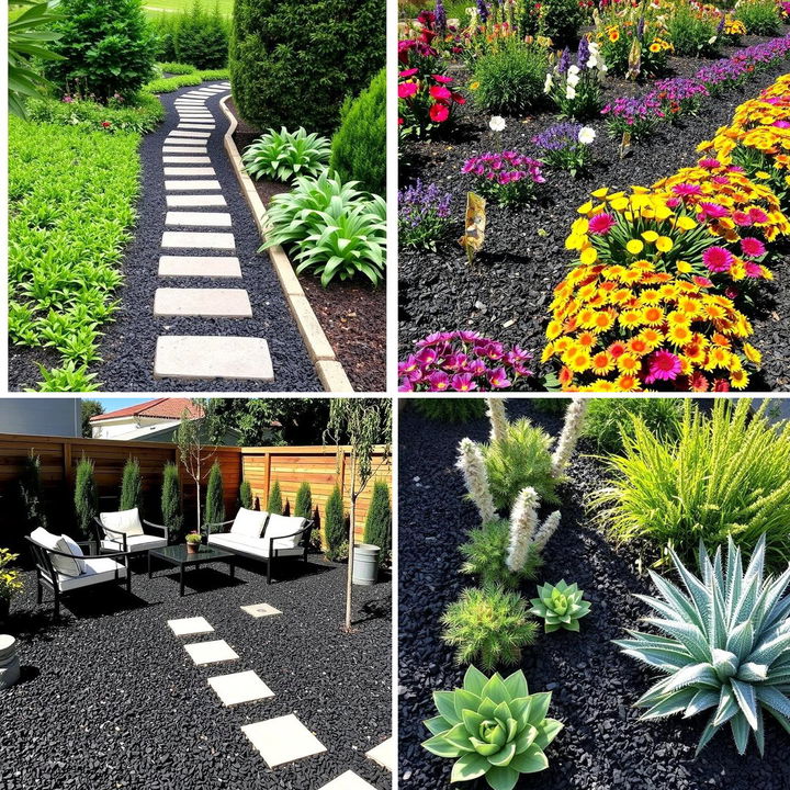 22 Black Mulch Landscaping Tips for Modern Garden Beds & Paths - Lost ...