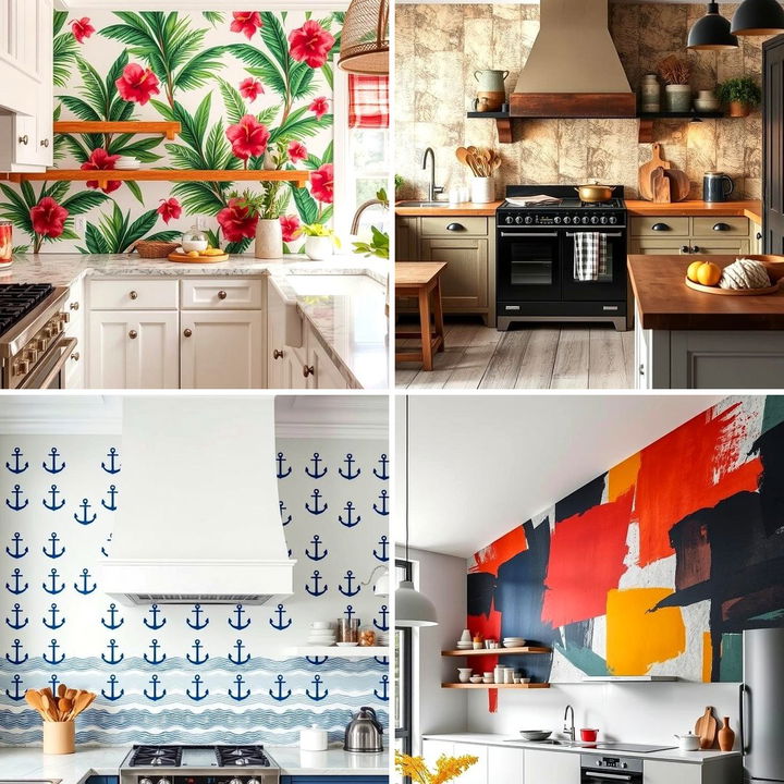 22 Creative Kitchen Wallpaper Ideas: Patterns & Accent Walls - Lost At ...