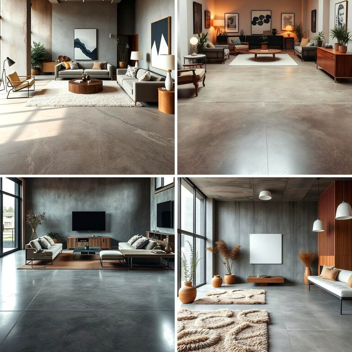 22 Rustic Concrete Floor Ideas for Modern yet Cozy Living Rooms - Lost ...