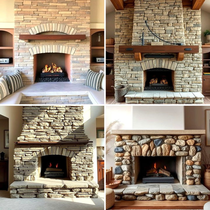 22 Stacked Stone Fireplace Ideas for Rustic Charm - Lost At E Minor