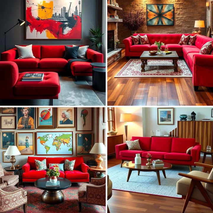 22 Stylish Red Couch Living Room Decor Ideas - Lost At E Minor